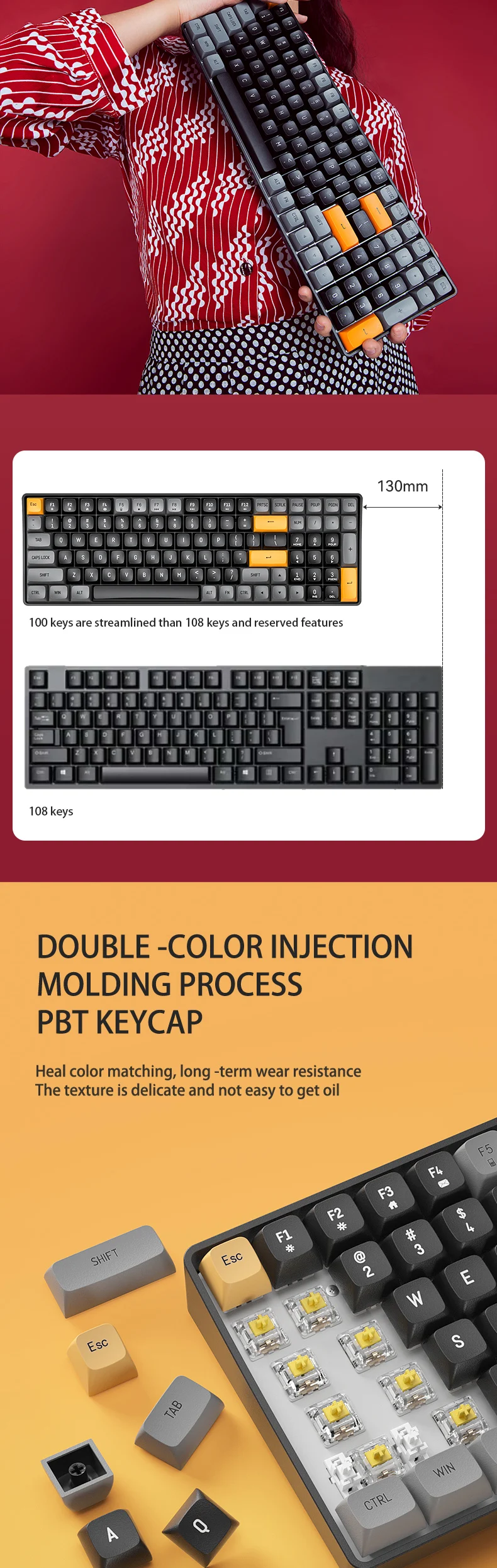 AIGO A100 Gaming Mechancial Keyboard - Red Switch Hot Swappable ...