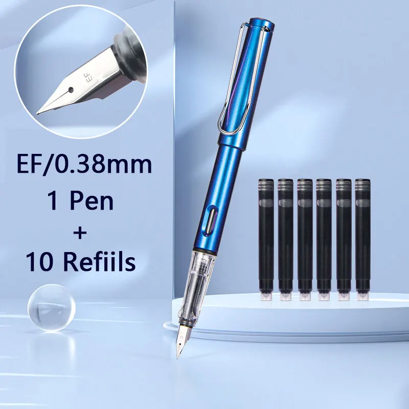 Jeu de stylos à encre mixtes EF 0.38mm, 11 pièces, pointe noir/bleu ...