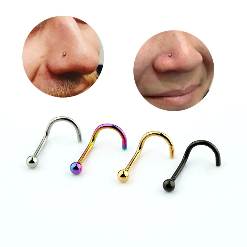 1PC-Titanium-Steel-Nose-Piercing-20G-Black-Gold-Color-Screw-Nose-Ring ...