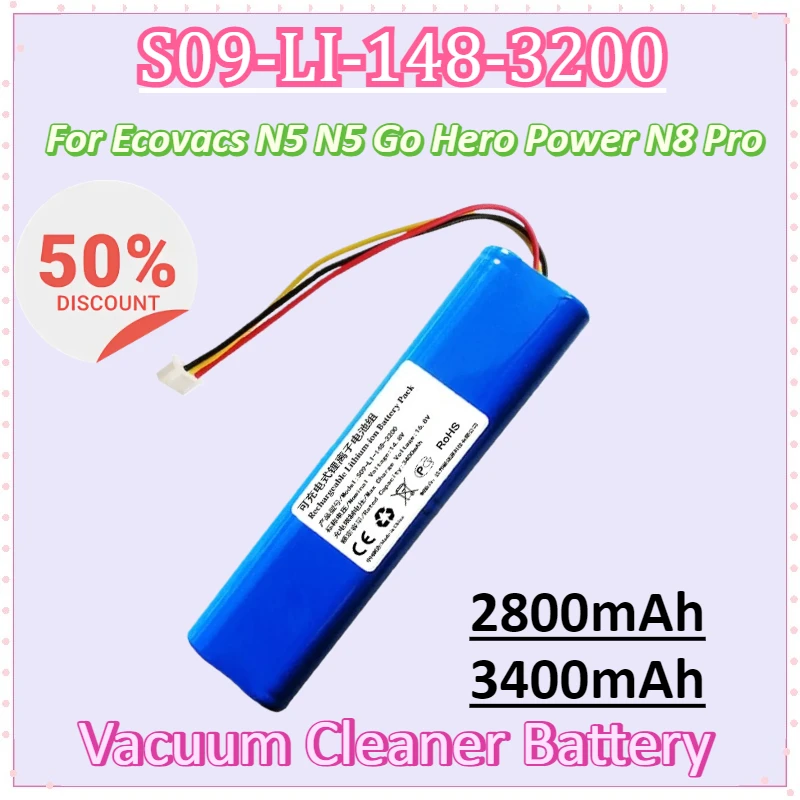 S09-LI-148-3200 14.8V 2800mAh/3400mAh Vacuum Cleaner Battery for ...