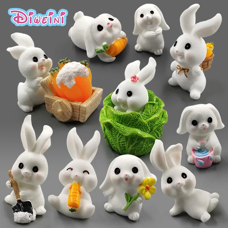Christmas White Rabbit Easter Figurine | Model Action Figure Figurine ...