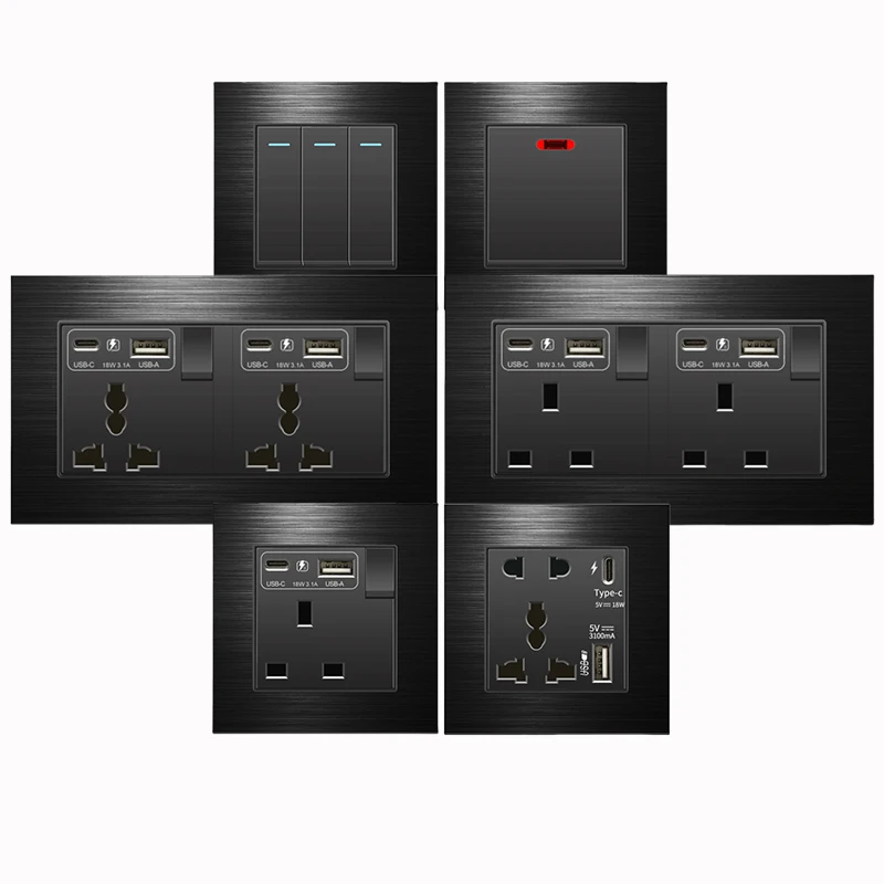 Stainless-steel-black-universal-18W-c-type-fast-charge-dual-power ...