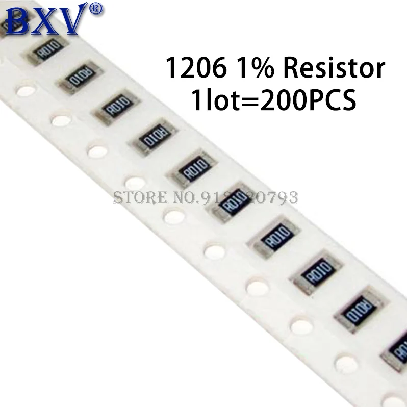 200PCS 1206 1% SMD Resistor 0R ~ 10M 1/4W 0 1 10 100 150 220 330 Ohm 1K 2.2K 10K 100K 0R 1R 10R ...