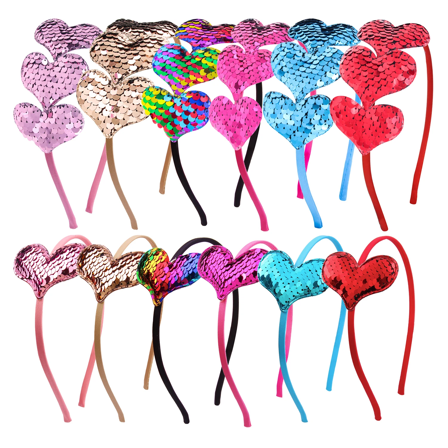 Valentine's Day Heart Headband Love Sequin Hair Hoop Glitter Heart ...