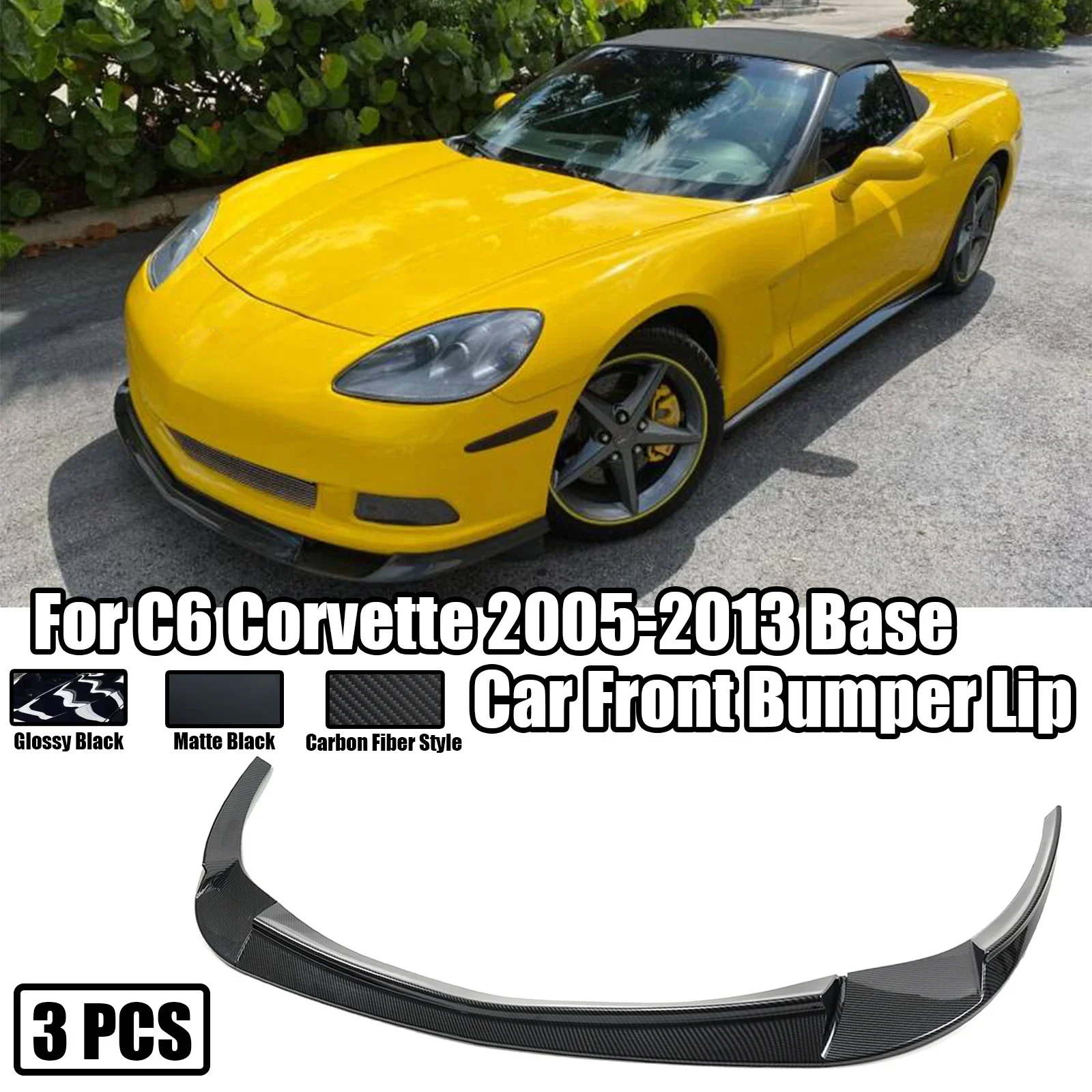 A-Set-Car-Front-Bumper-Lip-3PCS-For-Chevrolet-C6-Corvette-Base-2005 ...