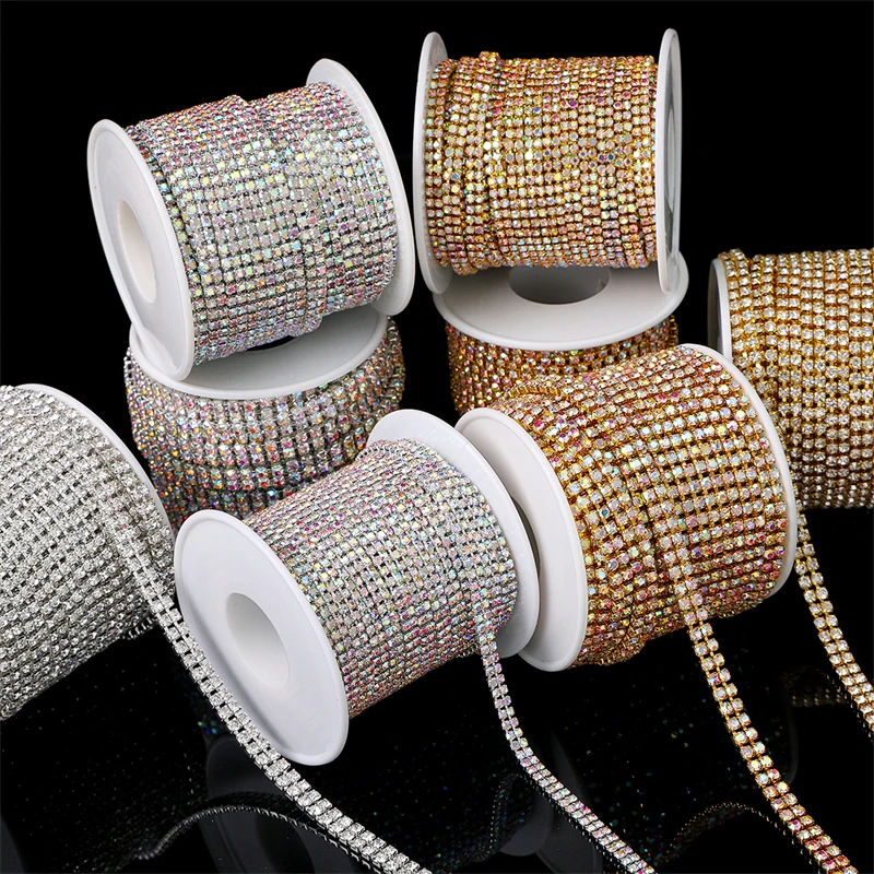 1Yard-2Rows-1Row-Crystal-Rhinestone-Chain-Sew-On-Glue-On-Pearls-Trim ...