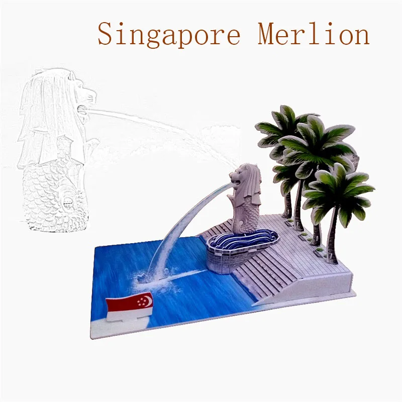 Singapore-Merlion-Lion-Fish-Fountain-3D-Paper-Puzzle-Building-Model-Toy ...