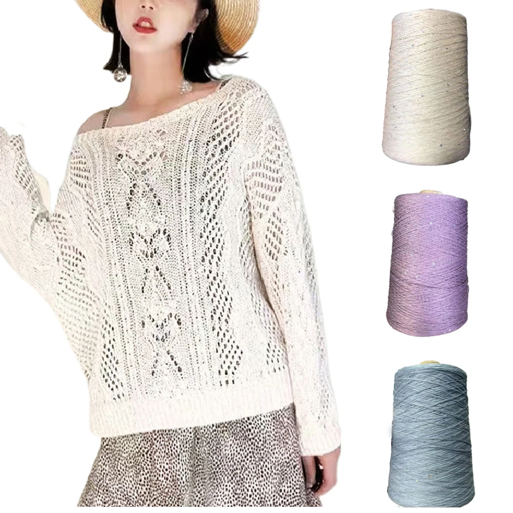 Italy 500g 1mm sequin Linen yarn for hand knitting silk lace yarn to ...