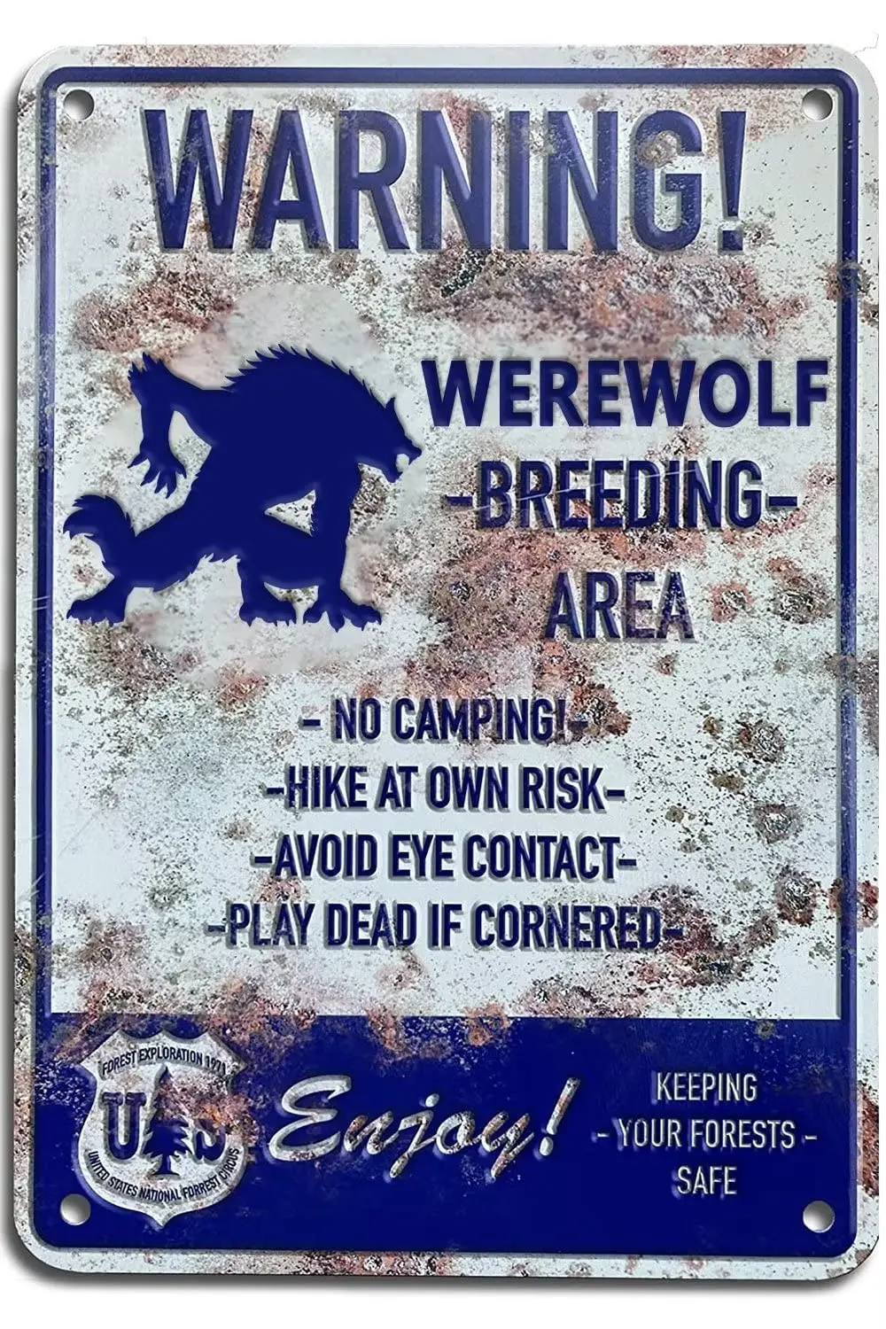 UOAIUDT-Retro-Werewolf-Breeding-Area-Tin-Sign-Werewolf-Warning-Plaque ...