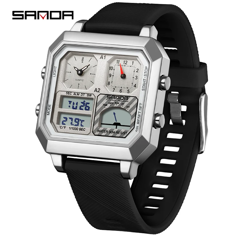 SANDA 6210 Fashion Electronic Watch Student Multifunction Smart ...