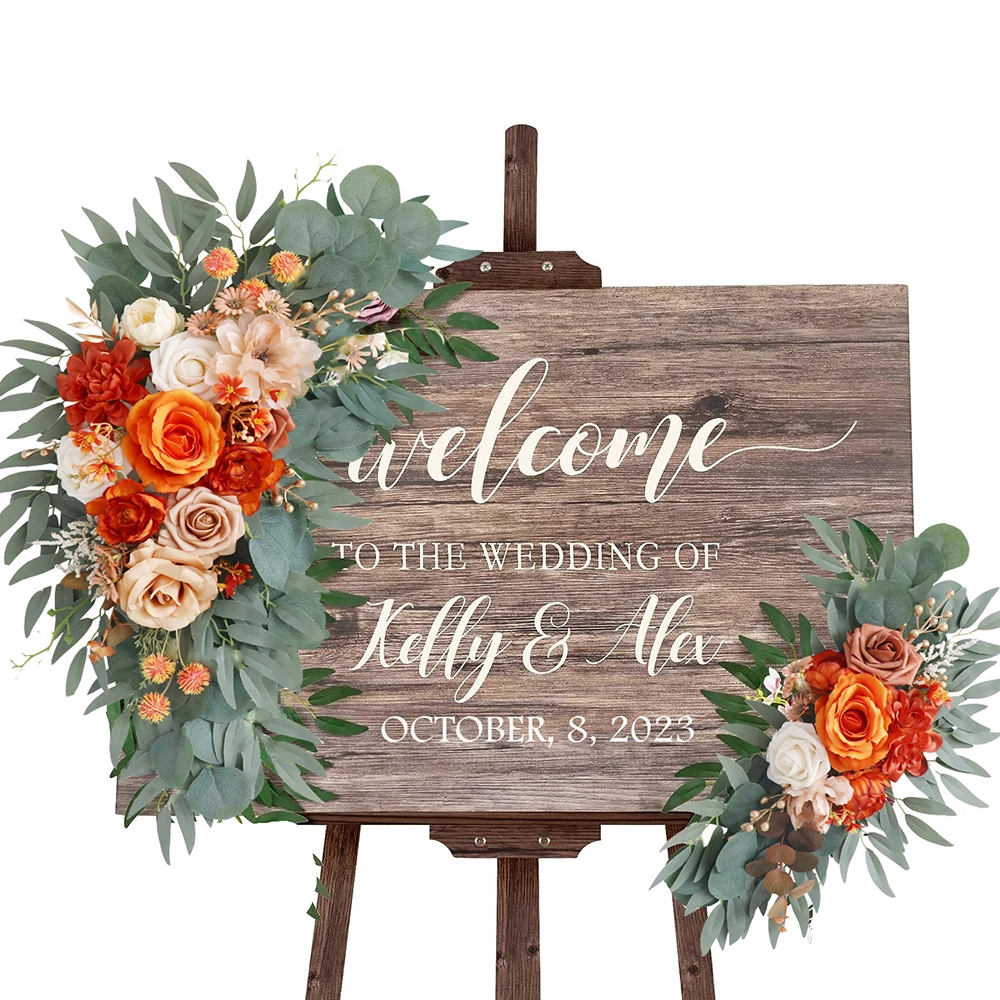 Yannew-Wedding-Welcome-Sign-Flowers-Terracotta-Artificial-Arch-Flower ...