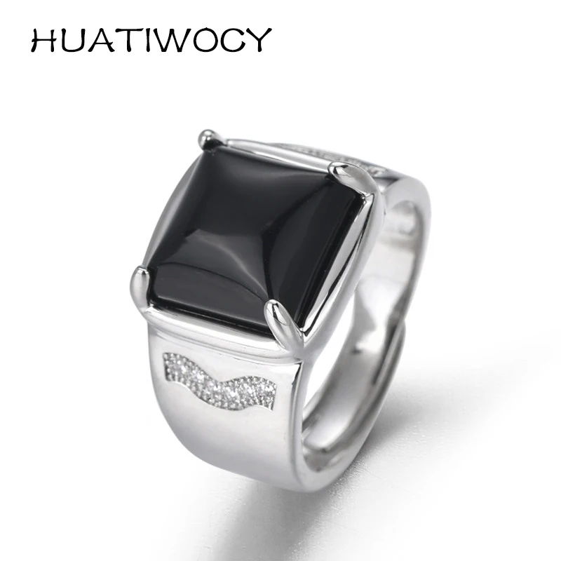 Fashion-Men-Ring-Silver-925-Jewelry-with-Black-Obsidian-Zircon-Gemstone ...