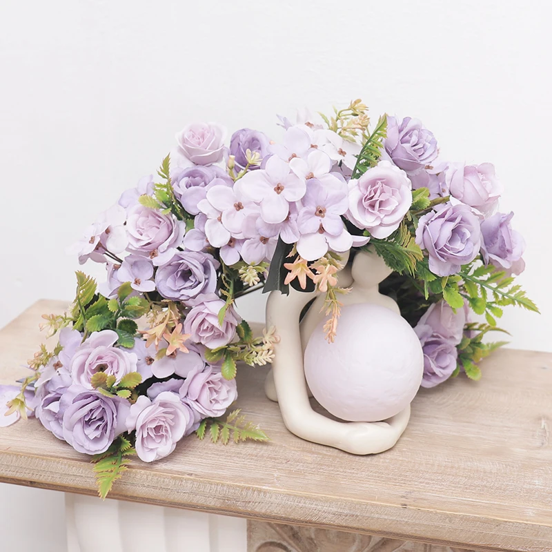 Silk-Rose-Artificial-Flowers-Bride-Bouquet-For-Vase-Wedding-Party-Home ...