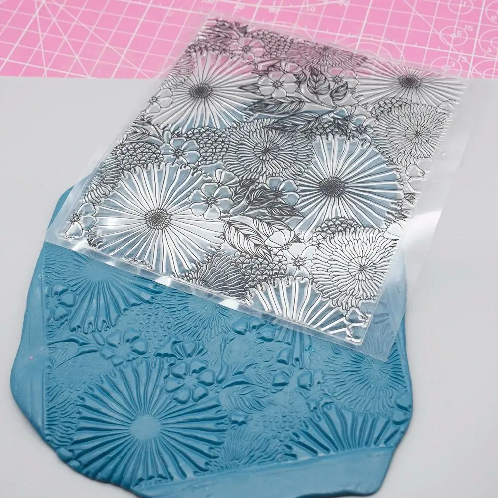 Polymer-Clay-Stamp-Sheet-Bouquets-Flower-Pattern-Texture-Emboss-Mat-DIY ...
