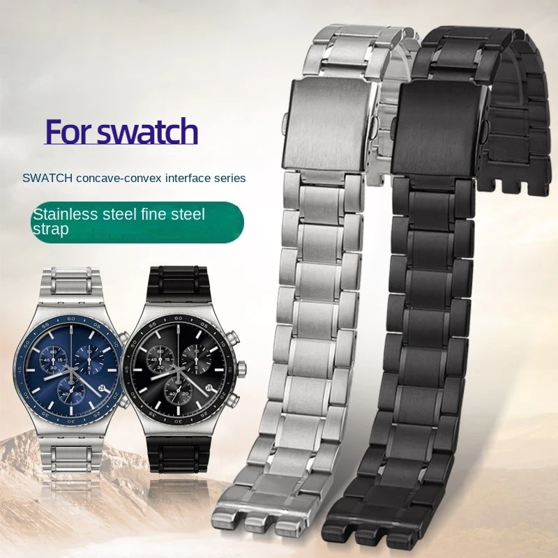 longer Men's watch strap For Swatch YCS YVS YGS matte stainless steel ...