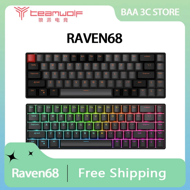 Raven68-Magnetic-Axis-Mechanical-Keyboard-Wired-Gaming-Keyboard-RGB-Hot ...