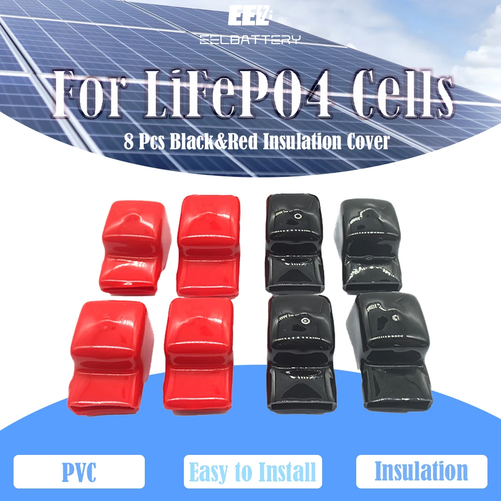 8 Pieces Lifepo4 Battery Terminal Bus Bar Insulation Nuts Red&black Pvc ...
