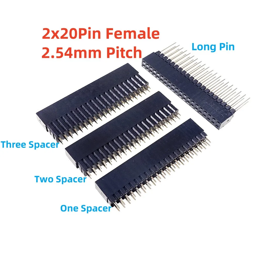 5/20/50 Pcs 2.54 MM 0.10" Pitch 2x20 40 Pin Elevated Socket Strip ...