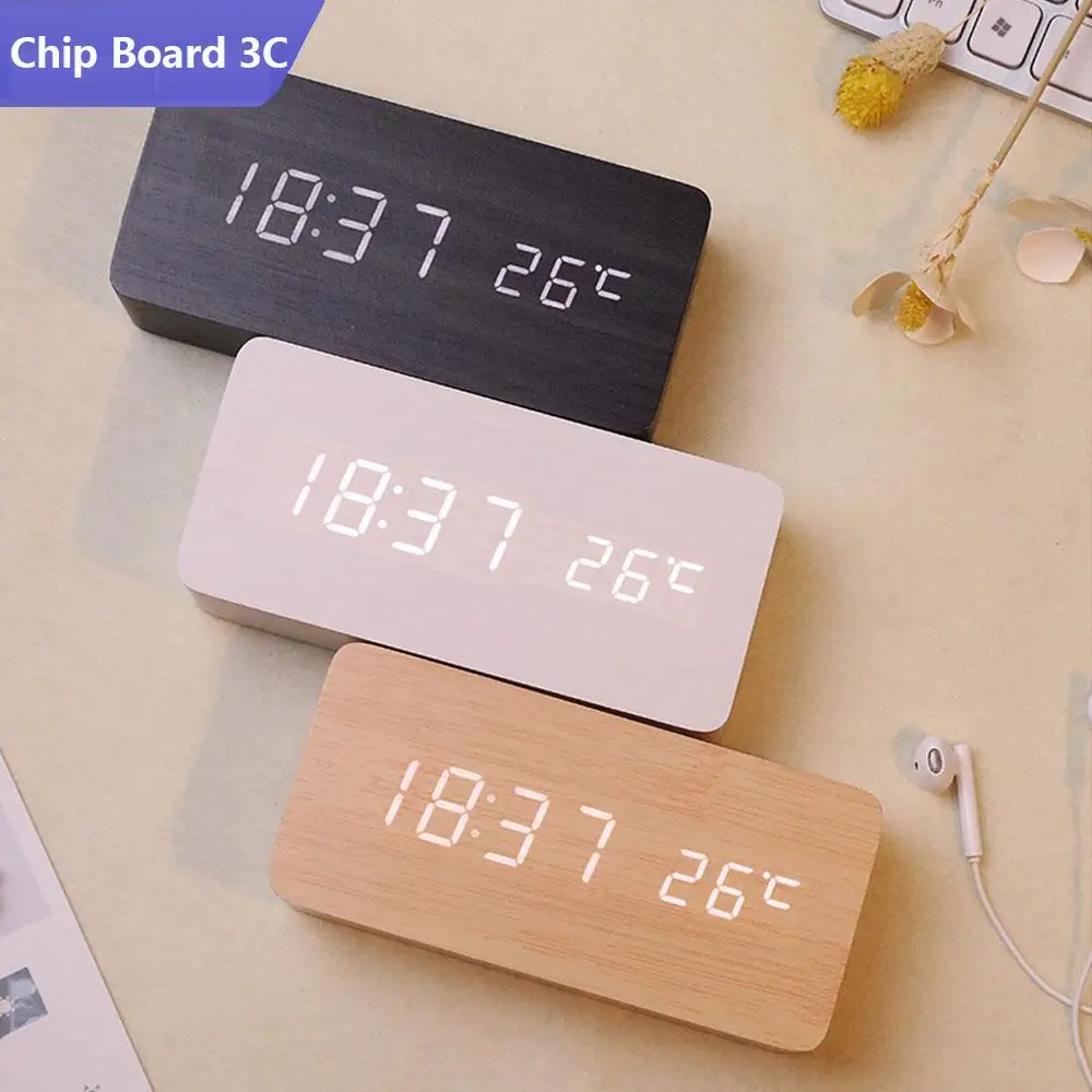 Modern-Wooden-Led-Smart-Alarm-Clocks-For-Bedrooms-Bedside-Table-Square ...