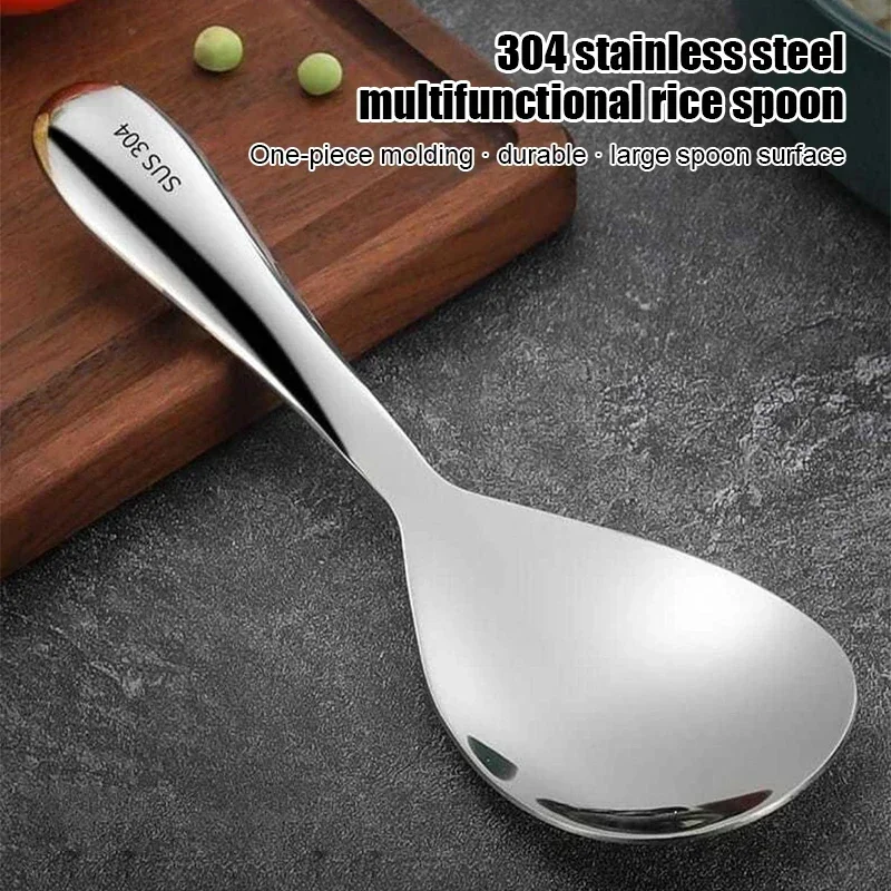 304-Stainless-Steel-Rice-Spoon-Household-Rice-Shovel-Canteen-Long ...