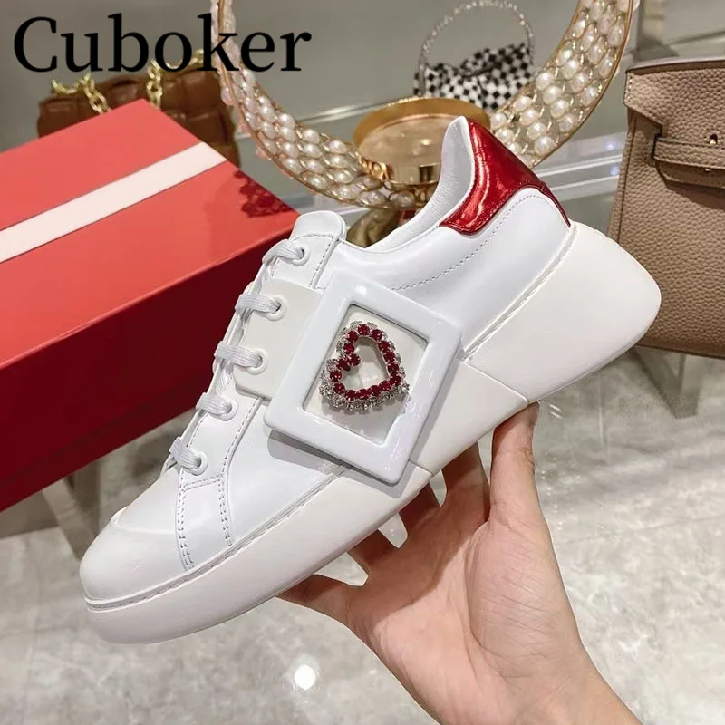 2023-Luxury-Leather-Women-s-Sneakers-Causal-Lace-up-Square-Crystal ...