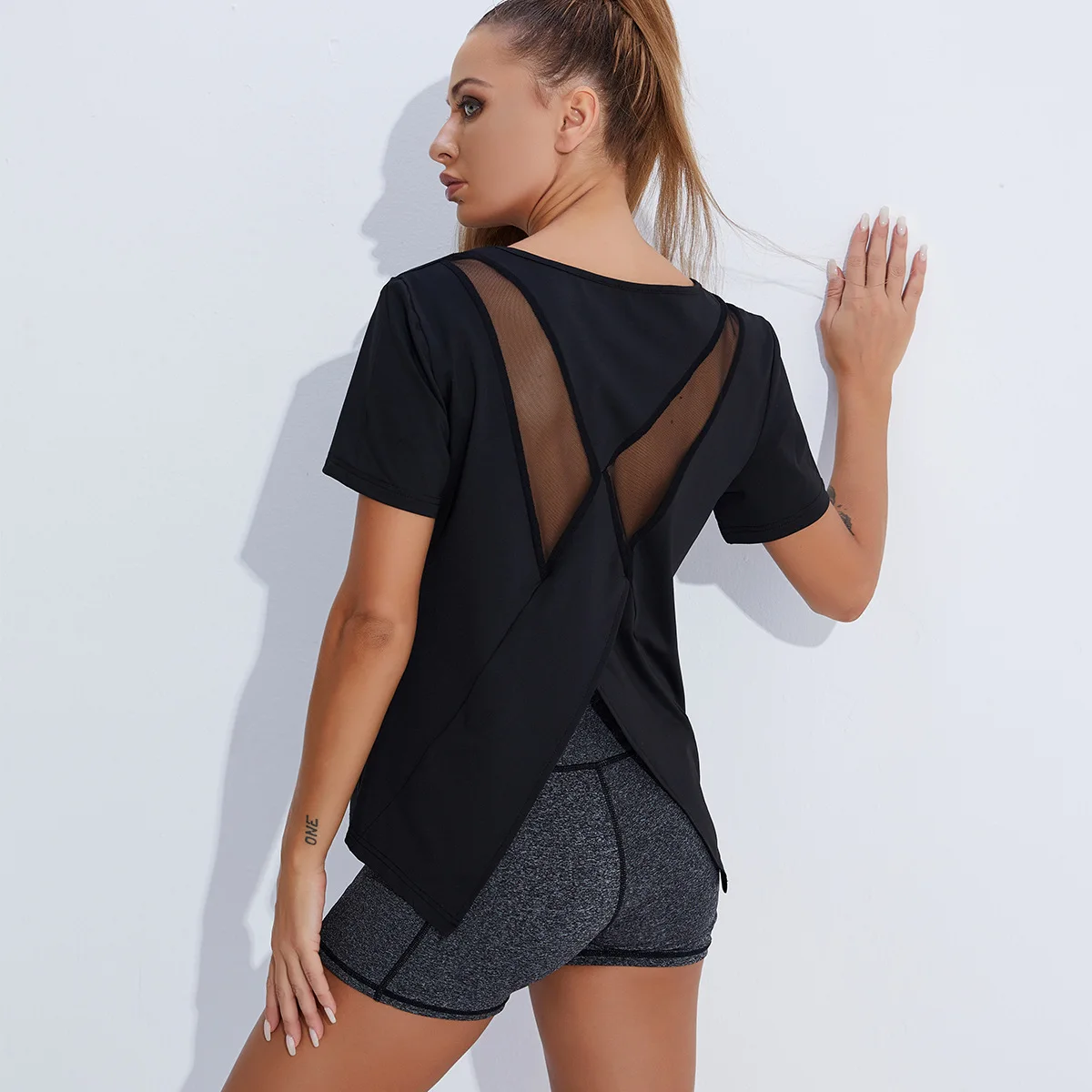Women's Yoga Shirt Backless Short Sleeve Gym Fitness Sportswear Sexy ...