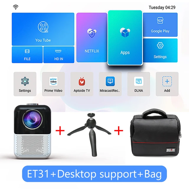 Touyinger ET31 Android UST Projector 5G Wifi 2GB RAM 4k Decoding cheap Portable Mini LED Smart ...