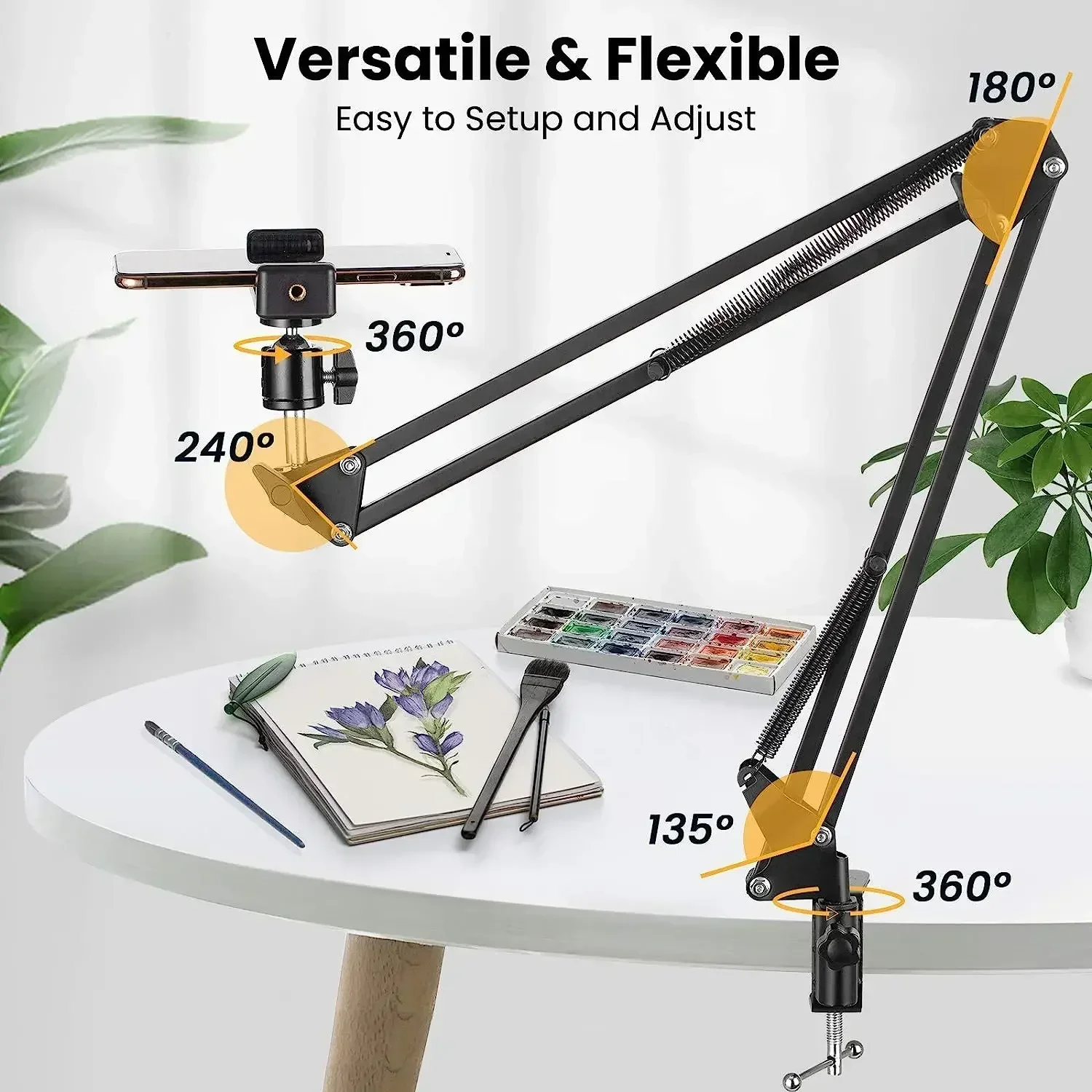 Three-legged-Flexible-Arm-Photography-Phone-Stand-Table-360-Swivel ...