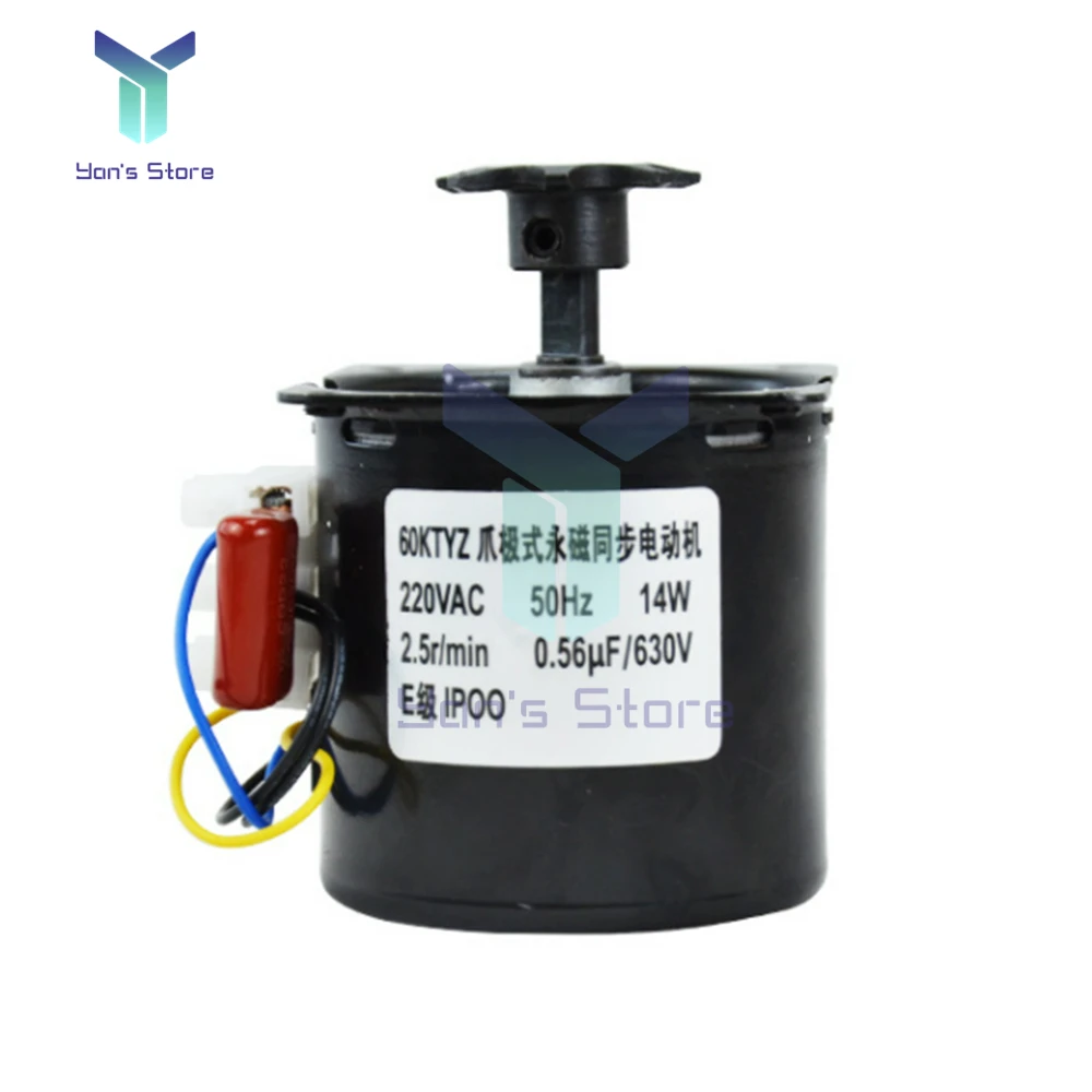 60KTYZ Mini Permanent Magnet Synchronous Motor AC 220V 14W Gear Motor 2 ...