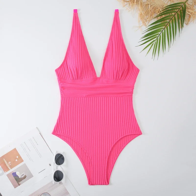 One Piece Swimsuit Women Solid Swimwear Swimsuit Backless Push Up ...