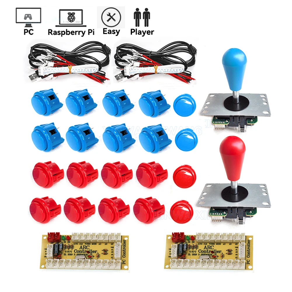 Jogo arcade joystick diy kit zero atraso controlador usb sanwa 8 vias ...