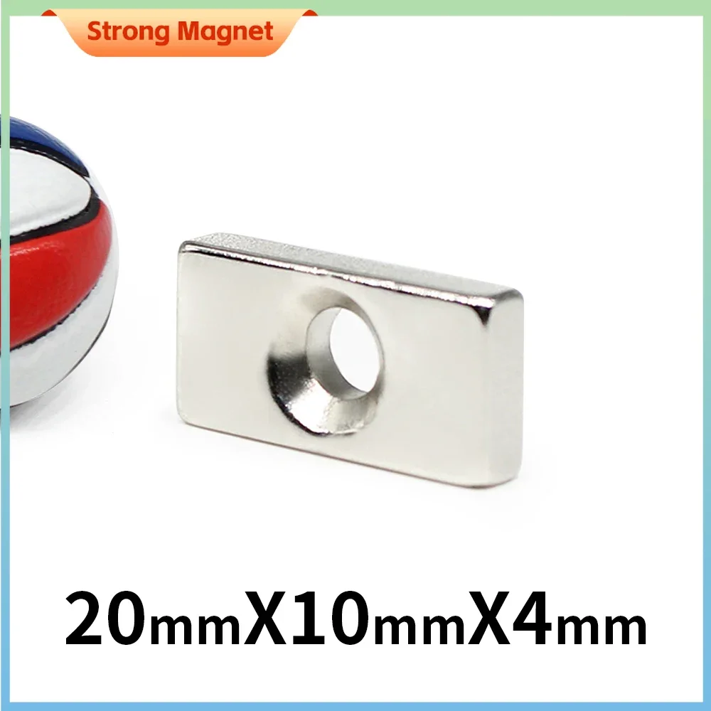 2-5-10-20-50PCS-20x10x4-4mm-Quadrate-Countersunk-Neodymium-Magnet-Hole ...