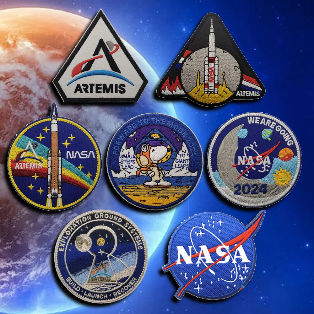 Parche bordado de Artemis Plan, parche bordado de gancho y bucle de los Estados Unidos, insignia ...