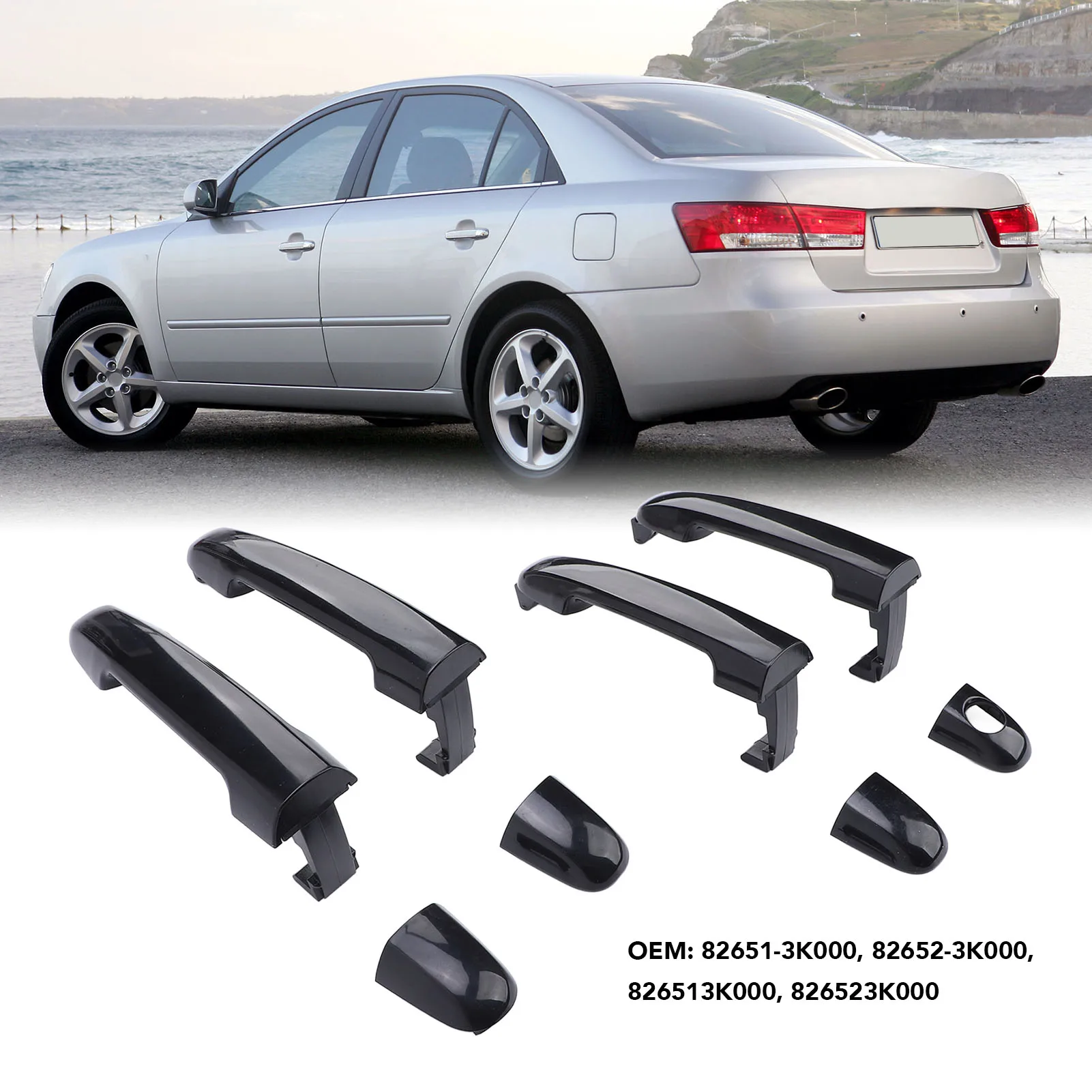 Set Of 4 Exterior Door Handles 82651-3K000 Black Outside Door Handle ...