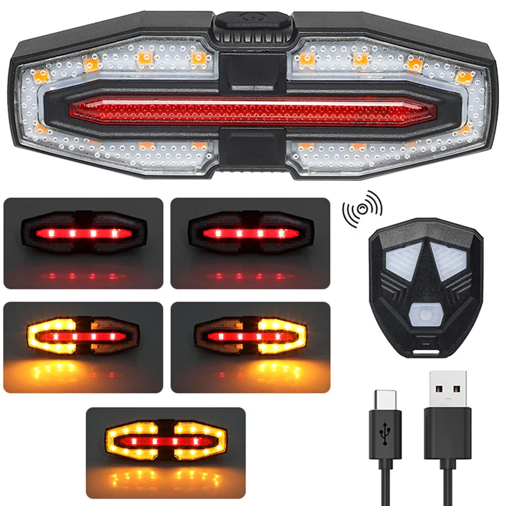 USB-Rechargeable-Bike-Tail-Light-with-Turn-Signals-Cycling-Back-Light ...