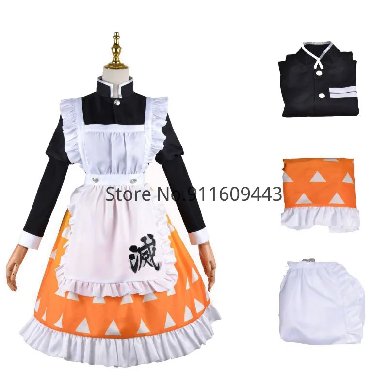 Xxxl Xxl Demon Slayer Costume Agatsuma Zenitsu Cosplay Maid Skirts ...
