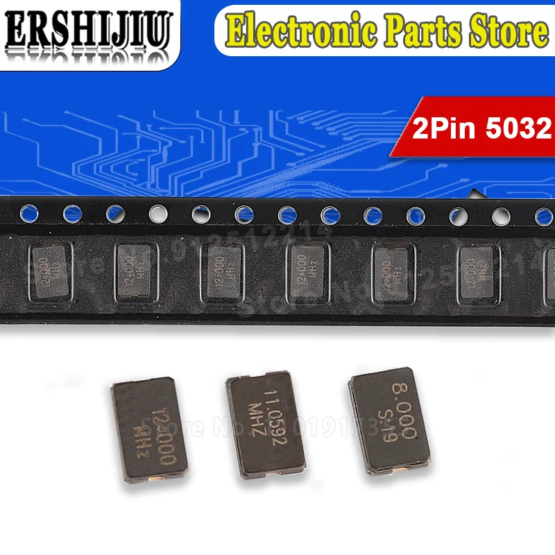10pcs 5032 2pin Smd Quartz Resonator Crystal 8mhz 10mhz 11.0592mhz 12.000mhz 13.56mhz 16.000mhz ...