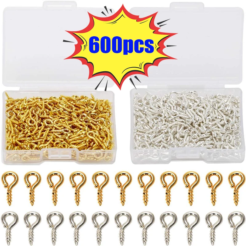 300-600pcs-Tiny-Mini-Eye-Pins-Eyepins-Hooks-Eyelets-Screw-Threaded ...