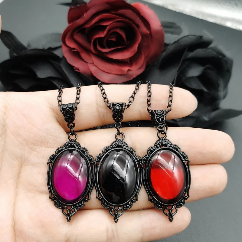 Gothic-Vampire-Embossed-Charm-Necklace-For-Men-Women-Evil-Crystal ...