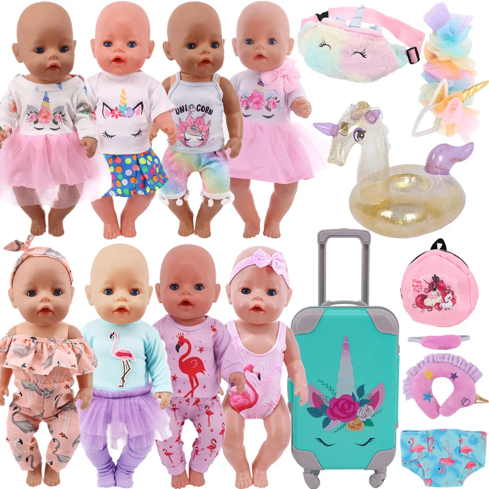 43cm Reborn New Born Baby Doll Clothes Unicorn Flamingo Fanny Cartoon ...