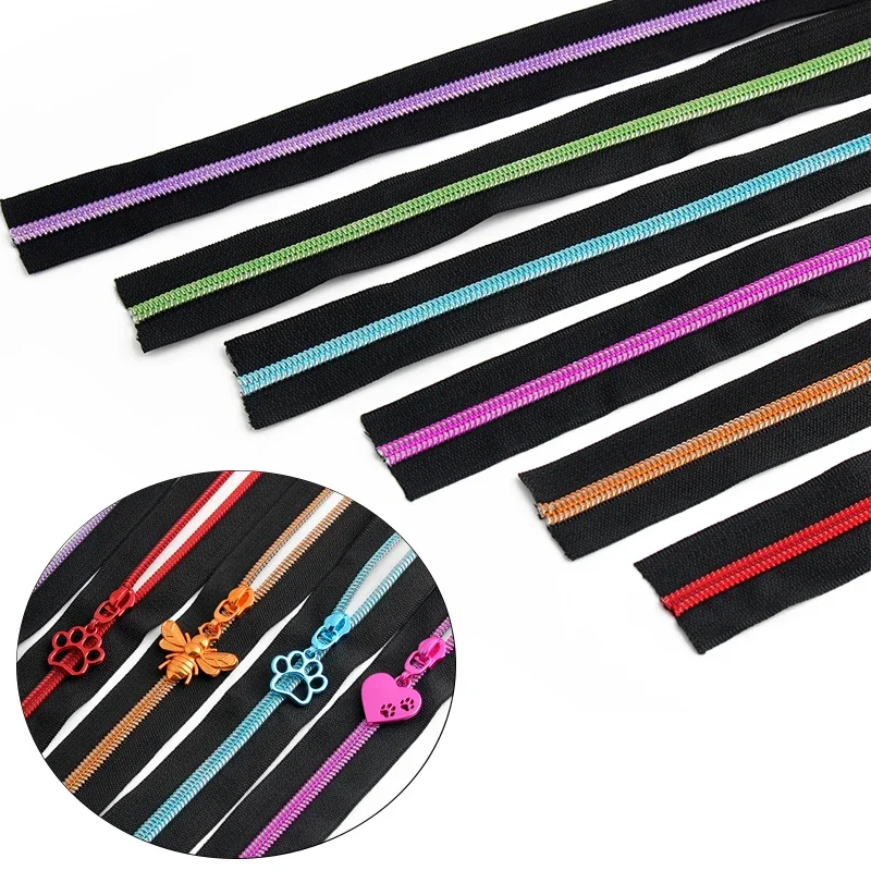 2 yards/5 yards 5# nylon zipper with zipper puller bag clothes coil ...