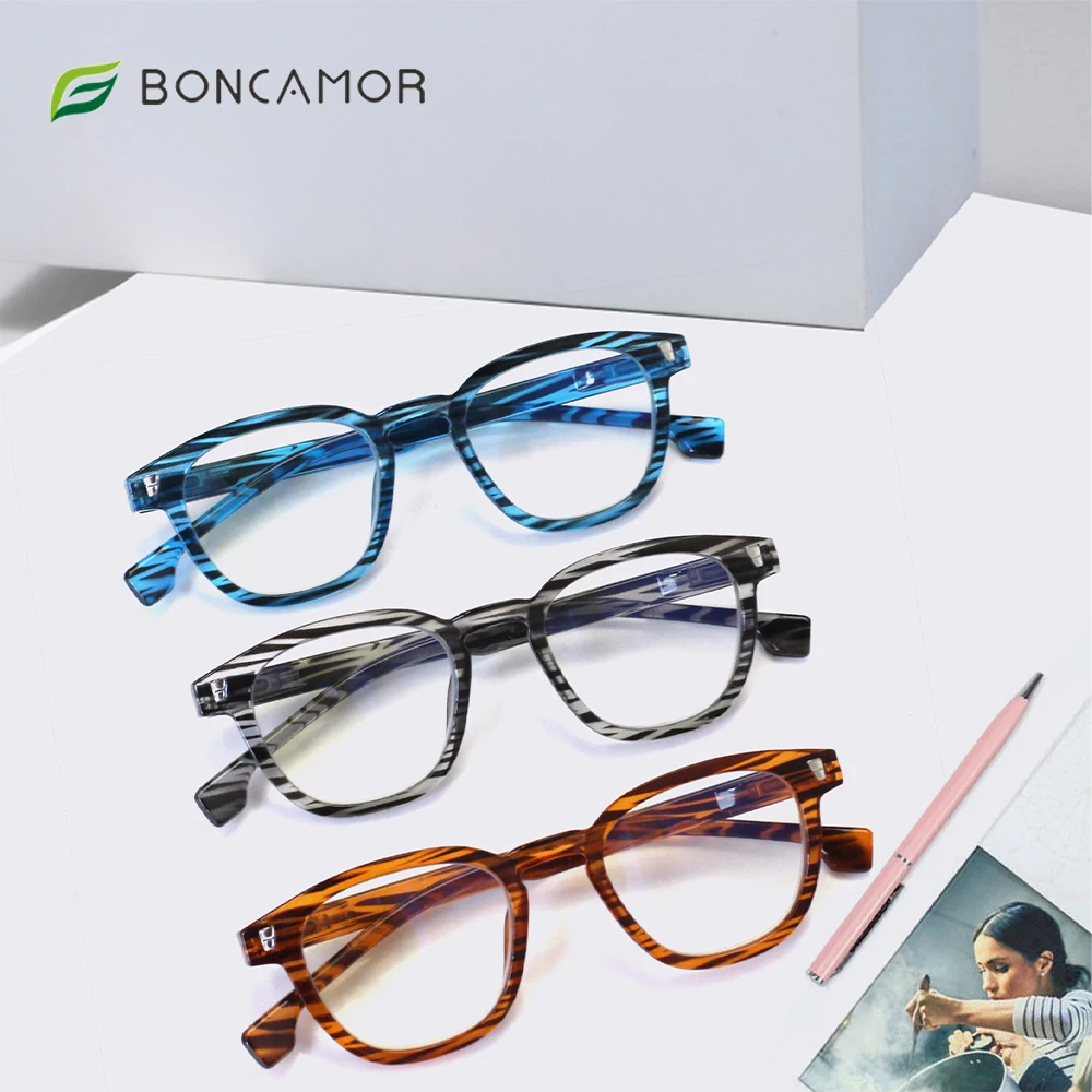 Boncamor Oval Frame Anti Blue Light Radiation Reading Glasses Spring ...
