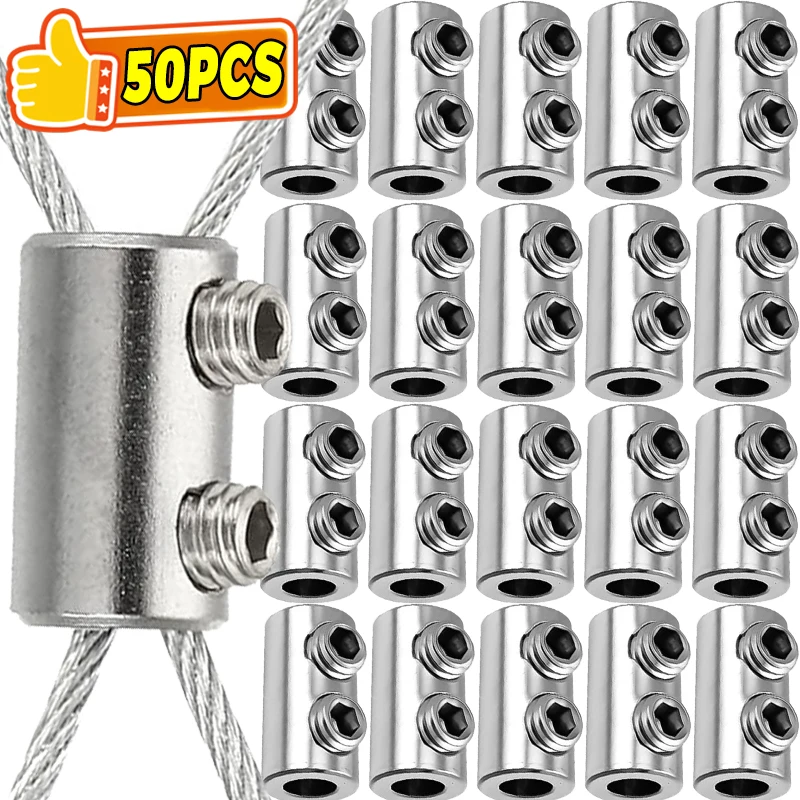 1/50pcs Steel Wire Sling Lockers Clamp Double Holes Metal Copper Clip ...