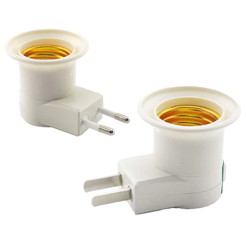 White-E27-LED-Light-Socket-To-EU-US-Plug-holder-Adapter-Converter-ON ...