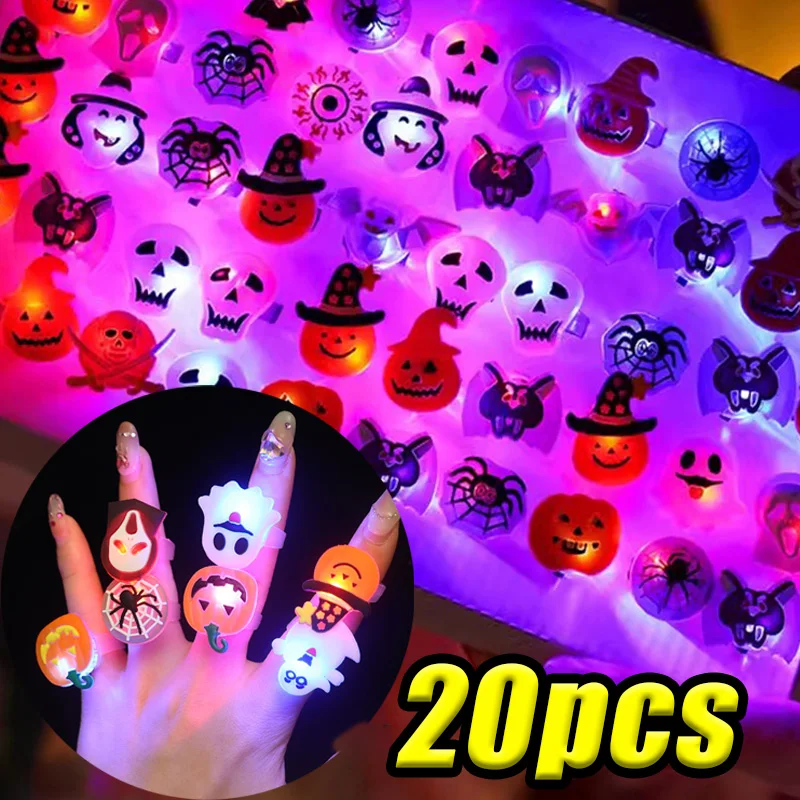 Creative-Halloween-LED-Light-Rings-Horror-Pumpkin-Ghost-Spider-Flashing ...