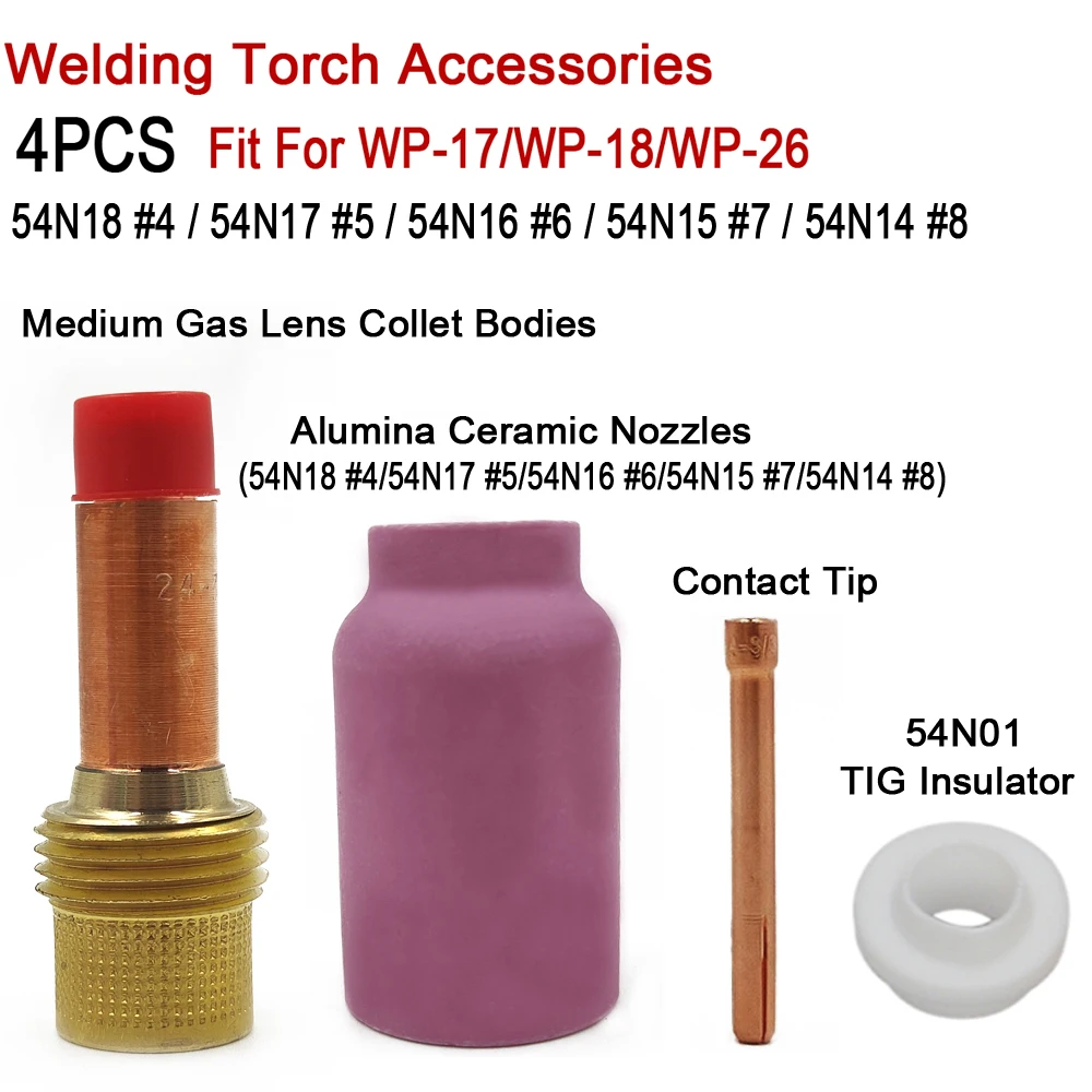 4Pcs-TIG-Welding-Torch-54N18-54N17-54N16-54N15-54N14-Nozzles-TIG-Collet ...