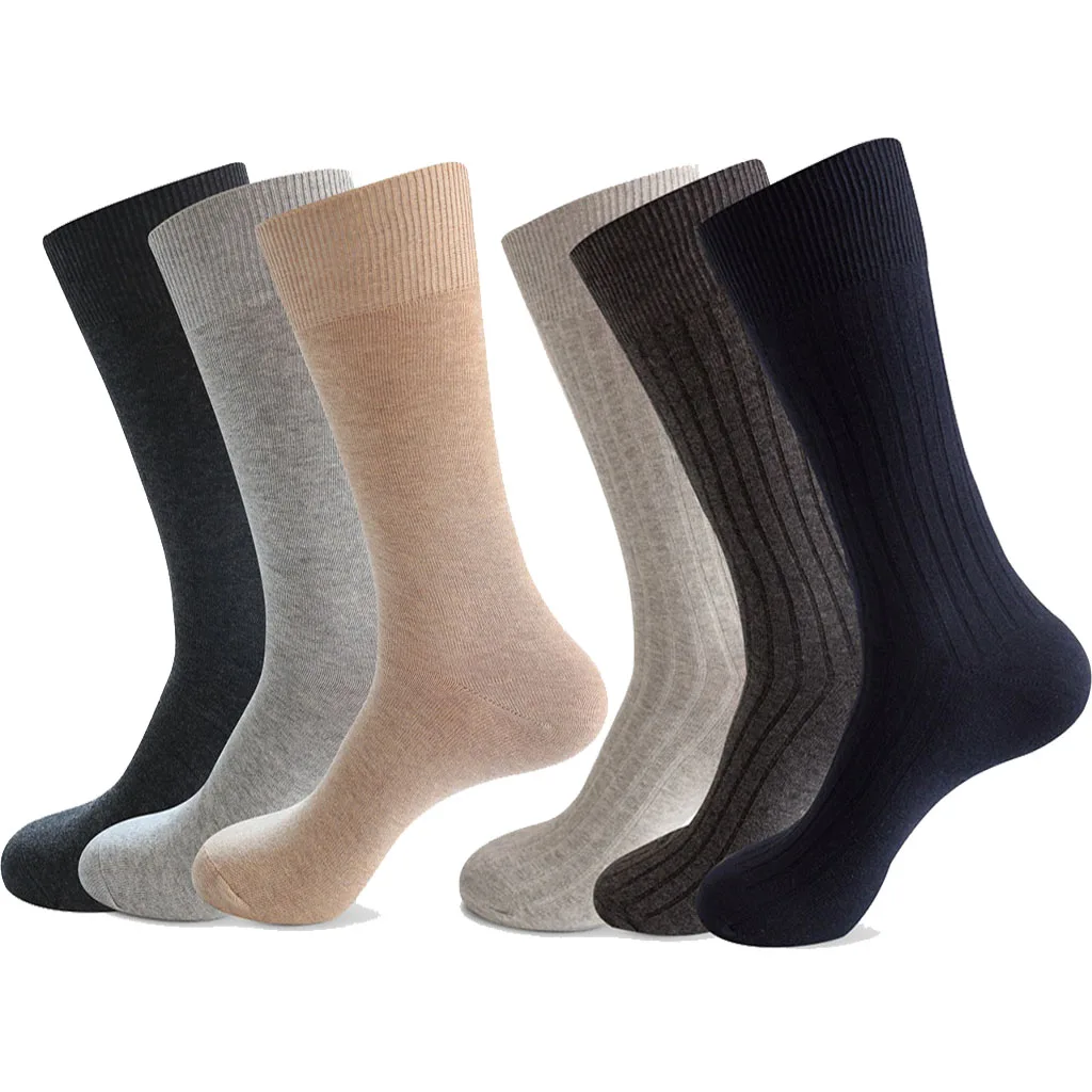 6-Pairs-Large-Mans-Cotton-Office-Socks-Long-Solid-White-Black-Mid-Calf ...