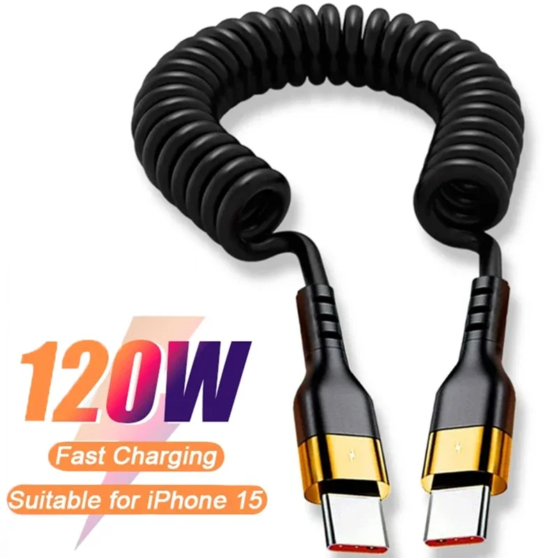 Type-C-To-Type-C-Spring-Cable-PD-120W-Super-Quick-Charging-Data-Cable ...
