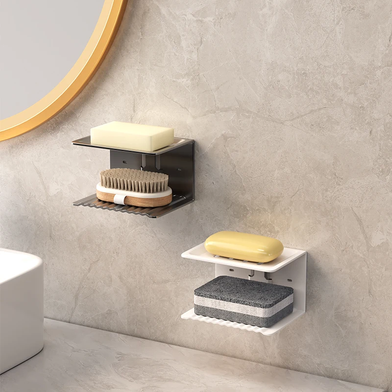 Wall-Mounted-Soap-Holder-for-Bathroom-Space-Aluminum-Soap-Dish-Rack ...