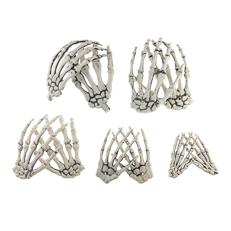 1Pair Halloween Decoration Realistic Skeleton Hands Plastic Fake Human ...